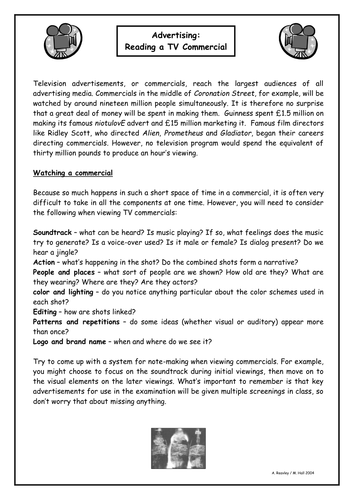 How to Read a TV Commercial | Teaching Resources