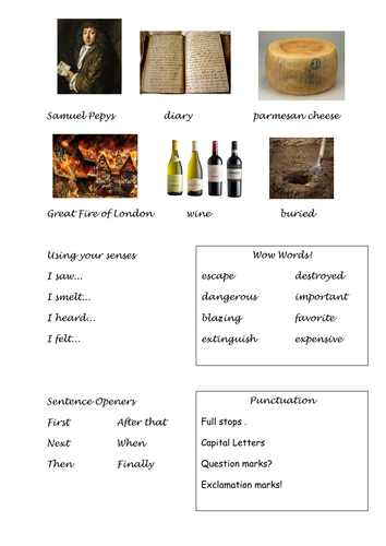 Samuel Pepys Diary Writing Prompts | Teaching Resources