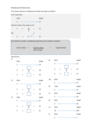 Multiplicative Relationships | Teaching Resources