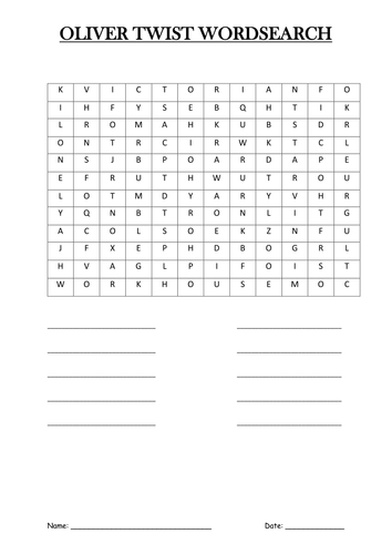 Oliver Twist Wordsearch | Teaching Resources