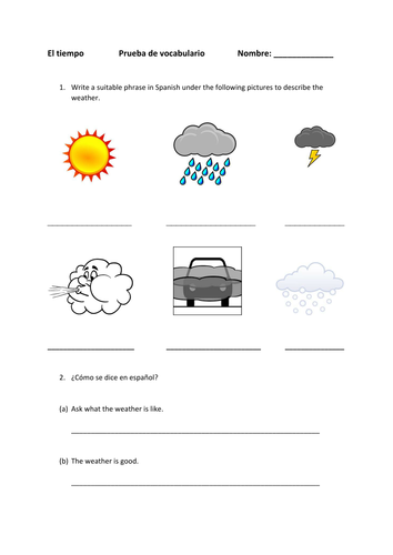 El tiempo - weather test | Teaching Resources