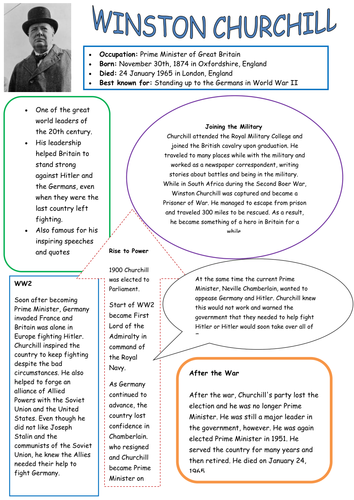 Comprehension - Sir Winston Churchill by loulabell86 - Teaching ...