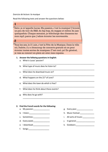 Music reading using 3 tenses | Teaching Resources