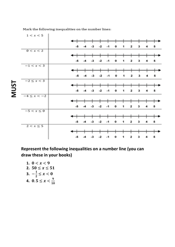 Number Line Inequalities Worksheet with Answer Sheet by - UK Teaching ...