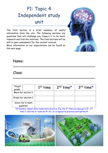 Independent Study Booklet Generating electricity | Teaching Resources