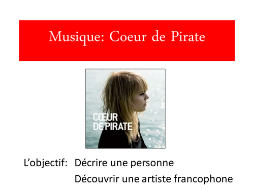 Culture - Coeur de Pirate (music) | Teaching Resources