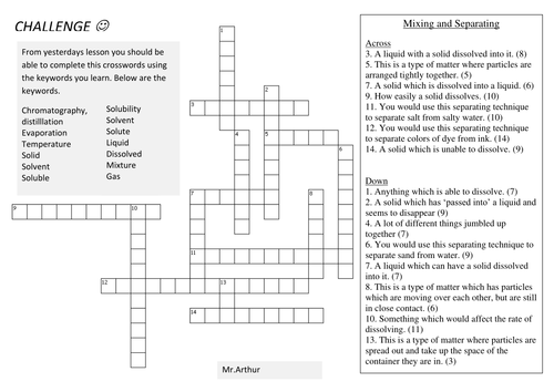 Differentiated Separation & dissolving crosswords | Teaching Resources