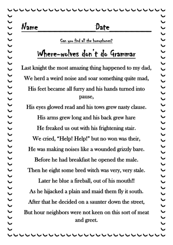 Homophone Halloween Poem | Teaching Resources