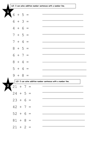 Differentiated 7 ways. Addition number line | Teaching Resources