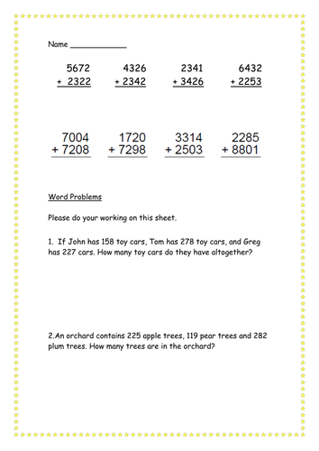 column-addition-sheet-and-word-problems-teaching-resources