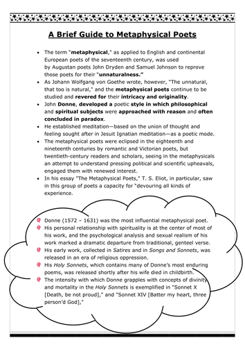 A Guide to Metaphysical Poets | Teaching Resources