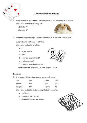 Calculating Probabilities Worksheet Level 5 | Teaching Resources Calculating Probabilities Worksheet Level 5 | Teaching Resources