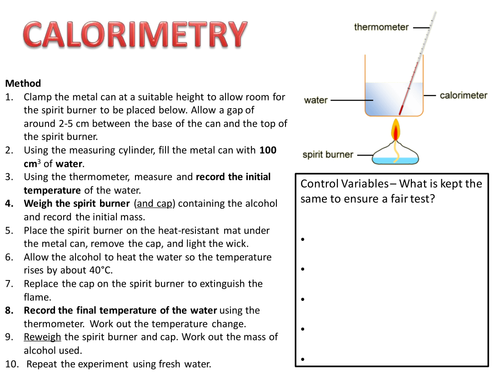 Calorimetry Practical and Analysis by gemma_d - Teaching Resources - TES