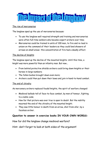 Medieval War and Weapons | Teaching Resources