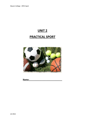 BTEC PE Unit 2 Practical Sport | Teaching Resources