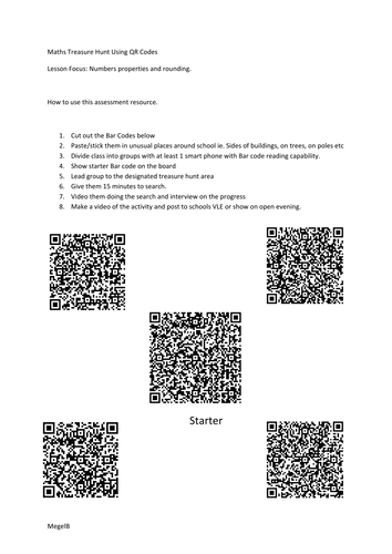 Math Treasure hunt Barcodes | Teaching Resources