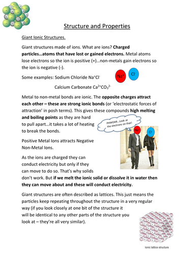 AQA C2.2 Structure and bonding revision aid | Teaching Resources