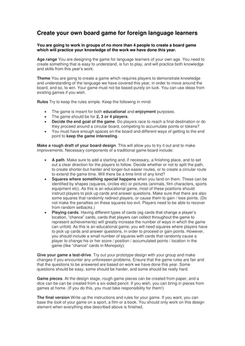 Create your own board game for MFL learners | Teaching Resources