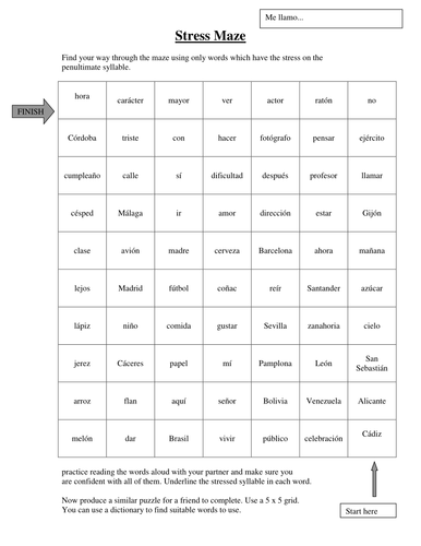 Word stress maze | Teaching Resources