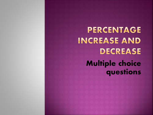 Math: Percentage increase and decrease | Teaching Resources