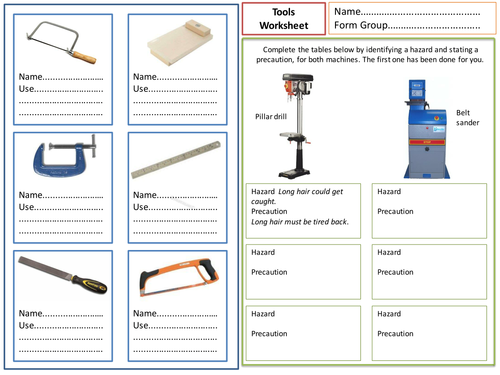 Tools home work sheet | Teaching Resources