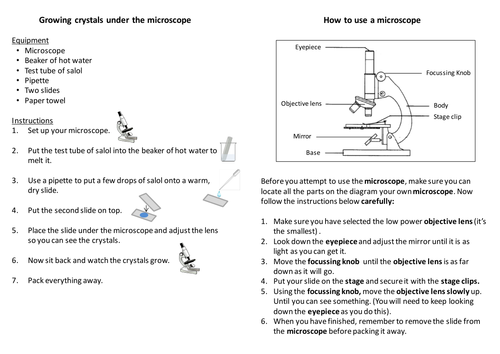 Growing salol crystals - instruction sheet | Teaching Resources