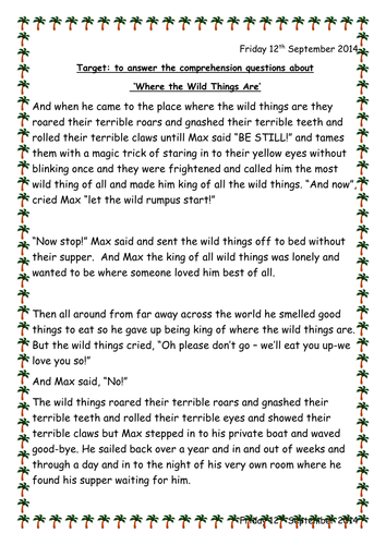 Where the Wild Things Are Comprehension Y1/ Y2 | Teaching Resources