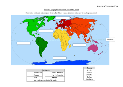 Continents and oceans | Teaching Resources