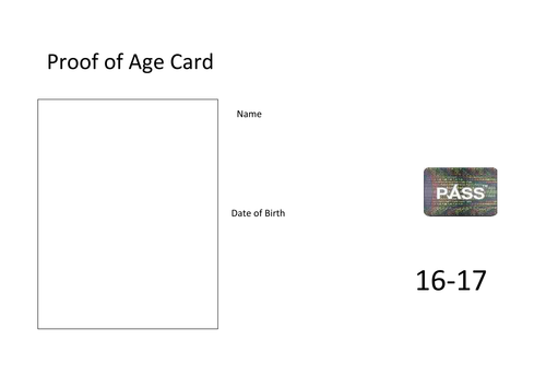 Proof of Age Cards worksheet | Teaching Resources