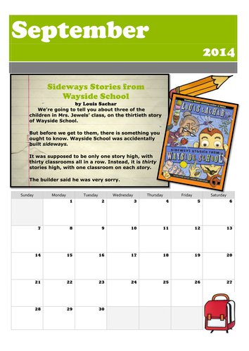 Literary Calendar 2014-2015 | Teaching Resources