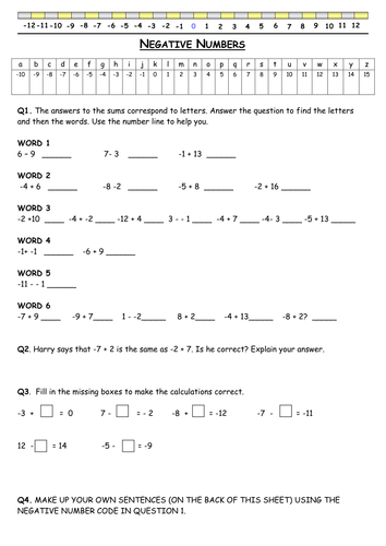 NEGATIVE NUMBERS complete lesson | Teaching Resources