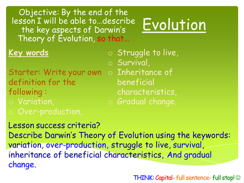 Edexcel B1.7 Darwin and Evolution | Teaching Resources