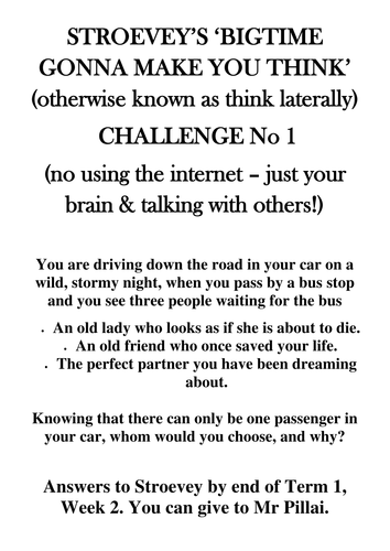 20 Lateral Thinking Puzzles | Teaching Resources