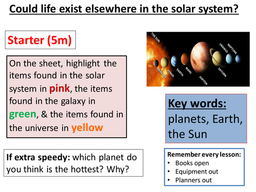 Could life exist elsewhere in the solar system | Teaching Resources