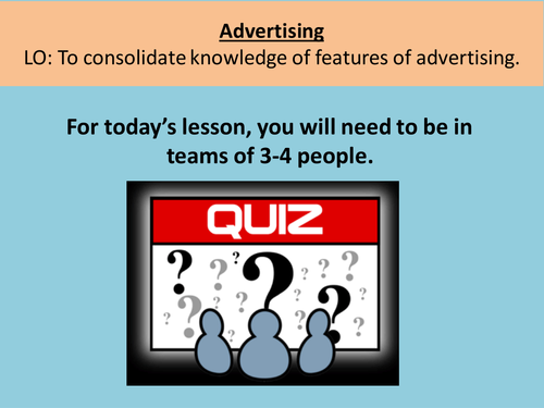 Advertising quiz- end of term. | Teaching Resources