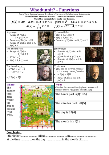 Functions Murder Mystery | Teaching Resources