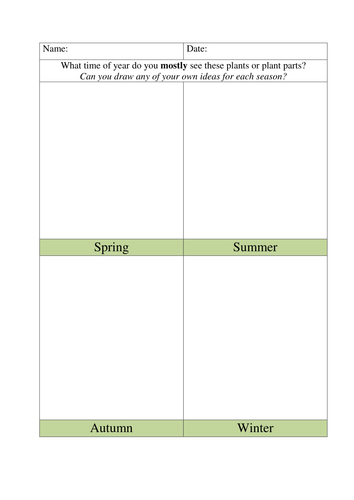Science Y1 / Y2 - Matching Plants to Seasons | Teaching Resources