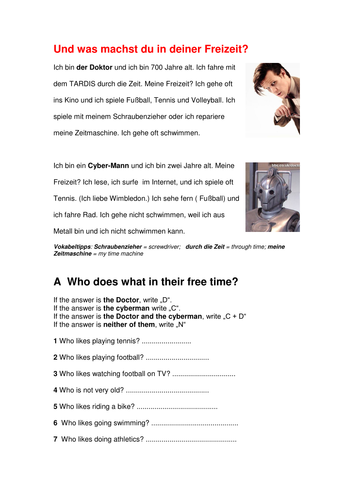 FREIZEIT Reading Exercise | Teaching Resources