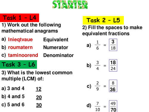 Adding and Subtracting Fractions (L5-6/Grades E-D) | Teaching Resources