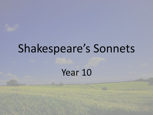Introduction to Shakespeare's Sonnets | Teaching Resources