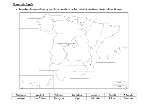 The cities of Spain - logic puzzle. | Teaching Resources