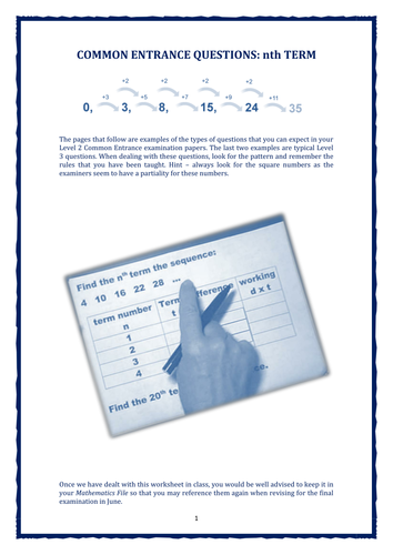 Common Entrance nth Term Question | Teaching Resources