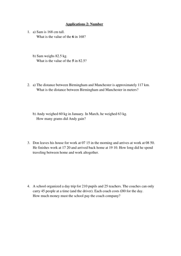 Application Of Number by - UK Teaching Resources - TES
