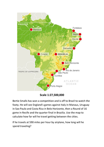 World Cup Math - Scale and Distance in Brazil | Teaching Resources