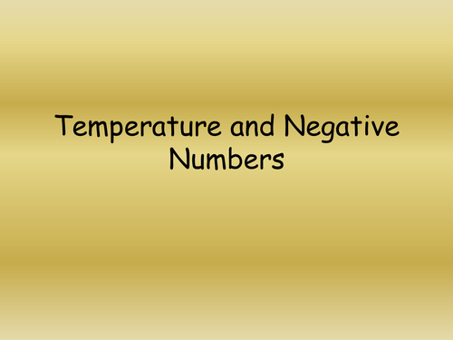 Negative Numbers and Temperature by jad518nexus - Teaching Resources - TES