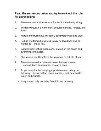 How to use a colon | Teaching Resources