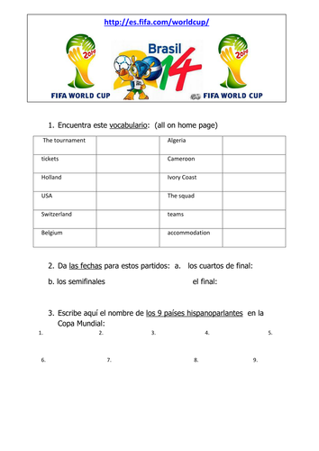 La Copa Mundial 2014 | Teaching Resources