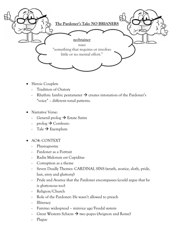 The Pardoner's Tale: No Brainers | Teaching Resources