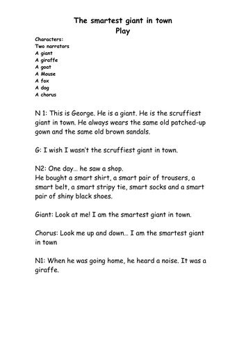 The Smartest Giant in town- Play | Teaching Resources