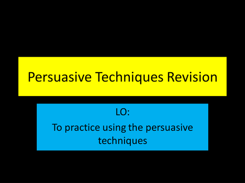 Persuasive Techniques | Teaching Resources